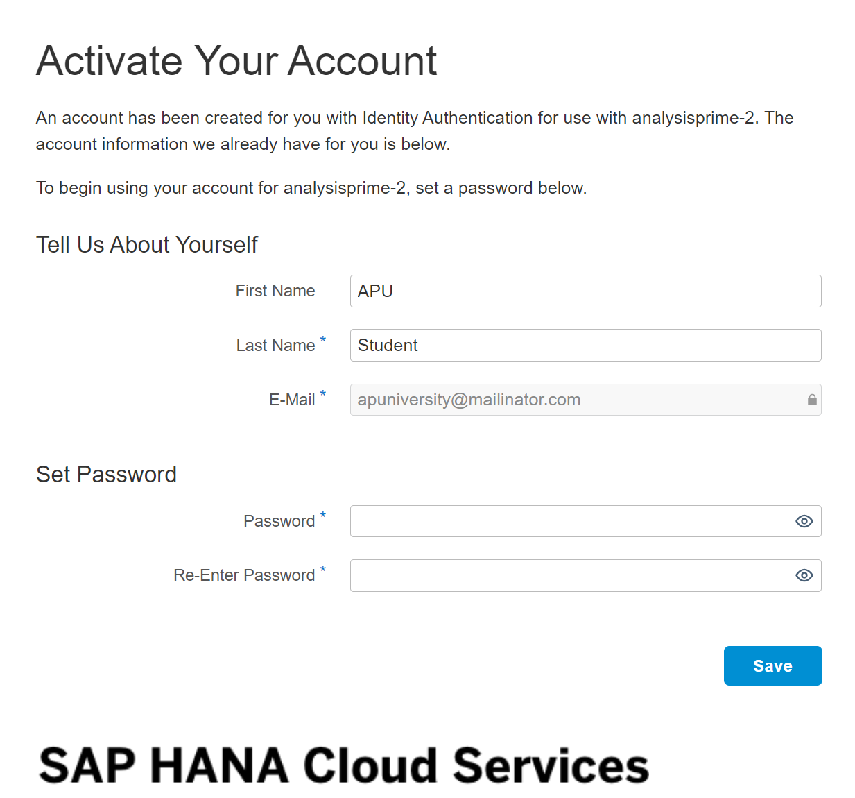 Account Activation – Analysis Prime University