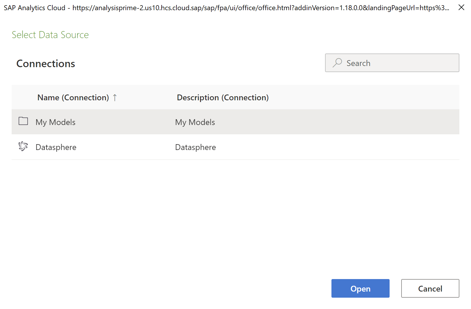 Adding a Table (SAP Analytics Cloud Model) – Analysis Prime University