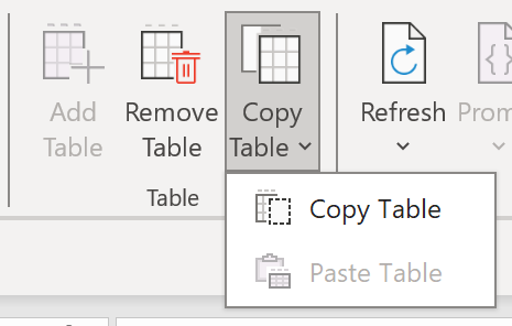 Copy, Paste or Remove a Table – Analysis Prime University