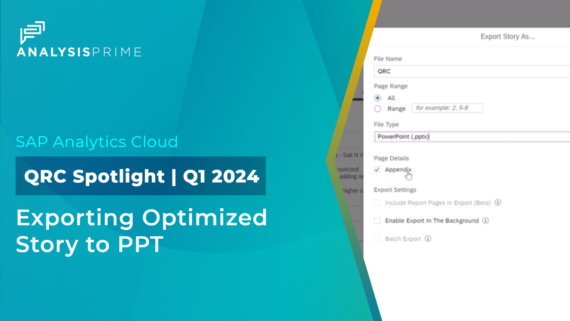 Exporting Optimized Story to PPT – Analysis Prime University