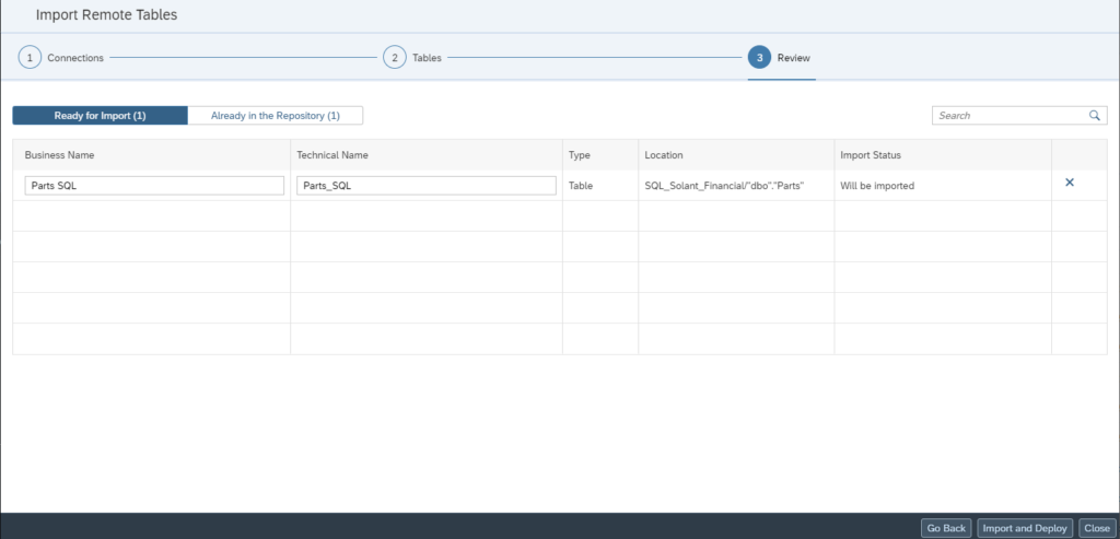 Importing Remote Tables – Analysis Prime University